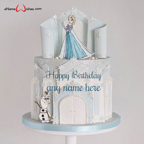 Elsa Birthday Cake with Name Edit - Name Birthday Cakes - Write Name on Cake Images