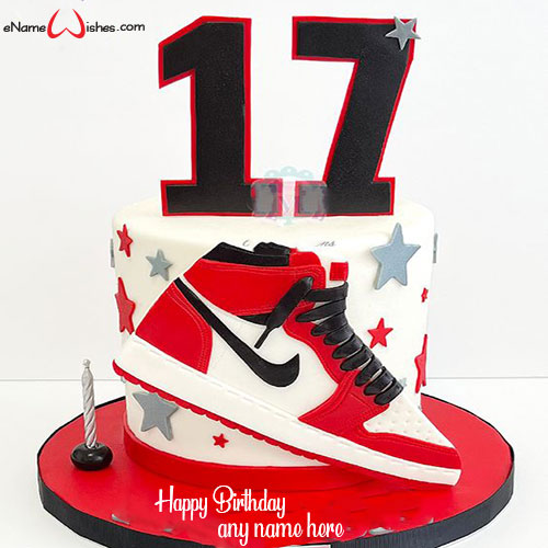 17th Birthday Cake for Boy with Name Editor - Name Birthday Cakes ...
