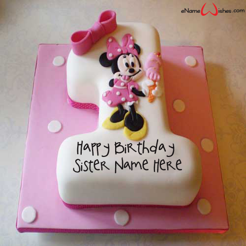 Decorated 1st Birthday Name Cake - Name Birthday Cakes - Write Name on ...