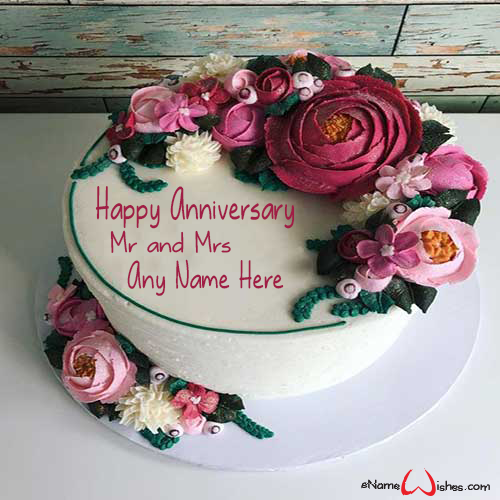Decorated Buttercream Wedding Name Cake - Name Birthday Cakes - Write ...