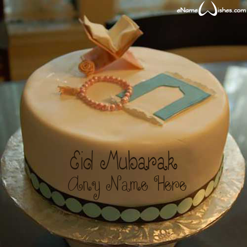 Elegant Eid Greetings Name Wish Cake - Name Birthday Cakes - Write Name ...