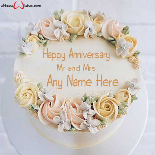 Rustic Floral Wedding Name Cake - Name Birthday Cakes - Write Name on ...