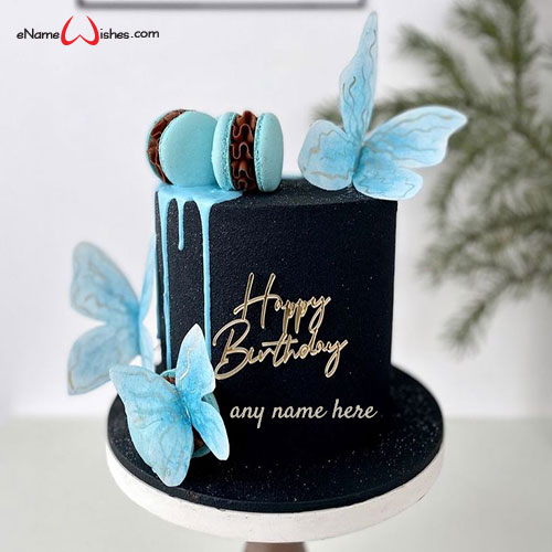 Fondant Birthday Cake with Name Edit - Name Birthday Cakes - Write Name ...