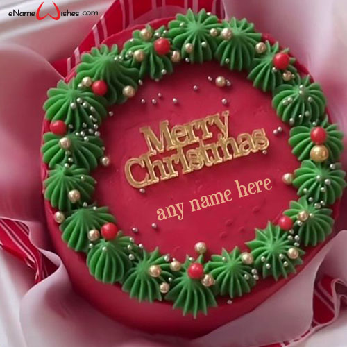 Create Merry Christmas Cake Design with Name Edit - Name Birthday Cakes ...