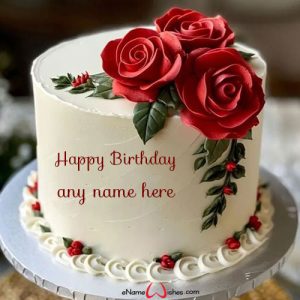 Fondant Birthday Cake with Name Edit - Name Birthday Cakes - Write Name ...