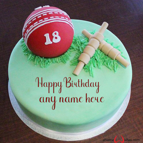 Cricket Themed Birthday Cake with Name - Name Birthday Cakes - Write ...