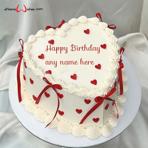 Cute Heart Shaped Birthday Cake with Name Edit Online - Name Birthday ...