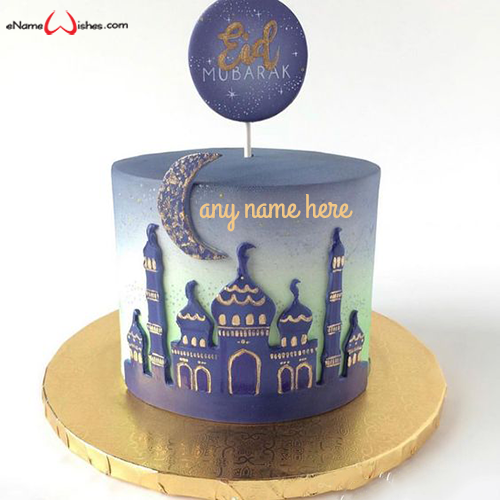 Happy Eid Mubarak Wishes Cake with Name - Name Birthday Cakes - Write ...