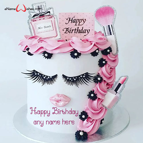Makeup DIva Birthday Cake for Girl with Name Create Online - Name ...