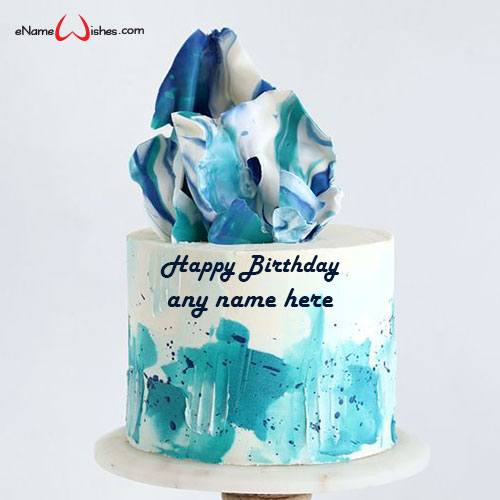 Marble Candy Birthday Cake Design with Name - Name Birthday Cakes ...
