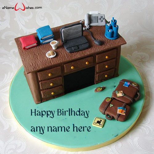 Office Themed Birthday Cake with Name Edit - Name Birthday Cakes ...