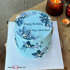 Fondant Birthday Cake with Name Edit - Name Birthday Cakes - Write Name ...
