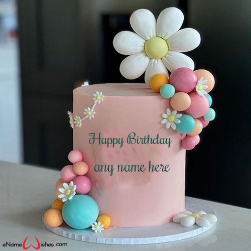 Heart Shape Birthday Cake with flowers with Name - Name Birthday Cakes ...